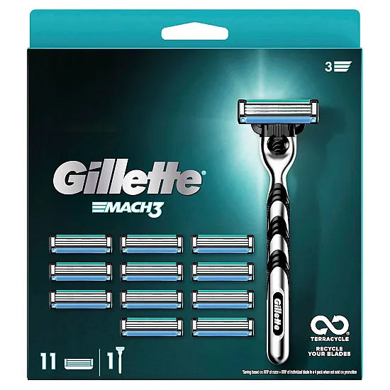 Gillette Mach 3 Value Pack - Razor + 11 Razor Blades – Cured Pharmacy