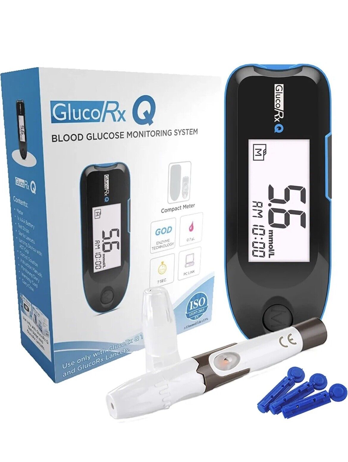 GlucoRx Q Blood Glucose Monitoring System – Cured Pharmacy