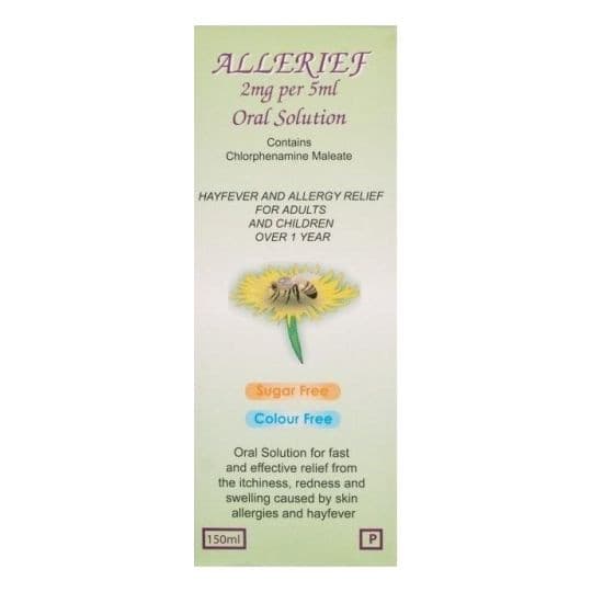 Allerief 2mg per 5ml Oral Solution 150ml – Cured Pharmacy